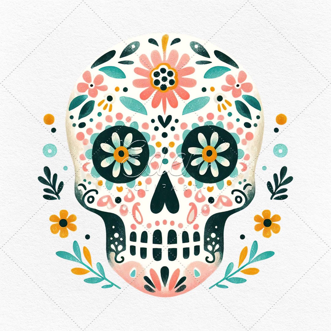 10 Sugar Skull Clipart • Día De Muertos JPG Designs • Downloadable High ...