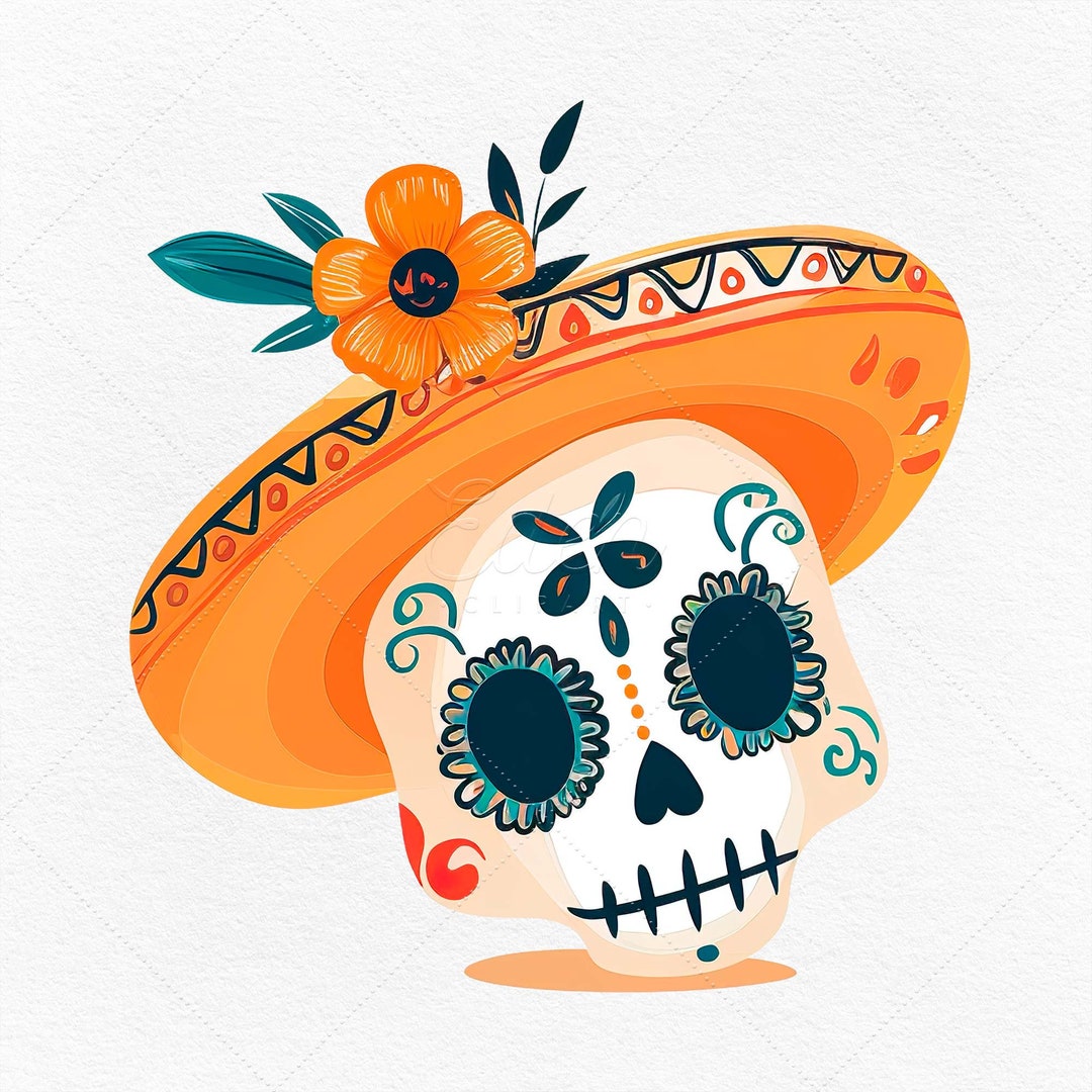 8 Mexican Sugar Skulls Clipart Download Day of the Dead Clip Art Print ...