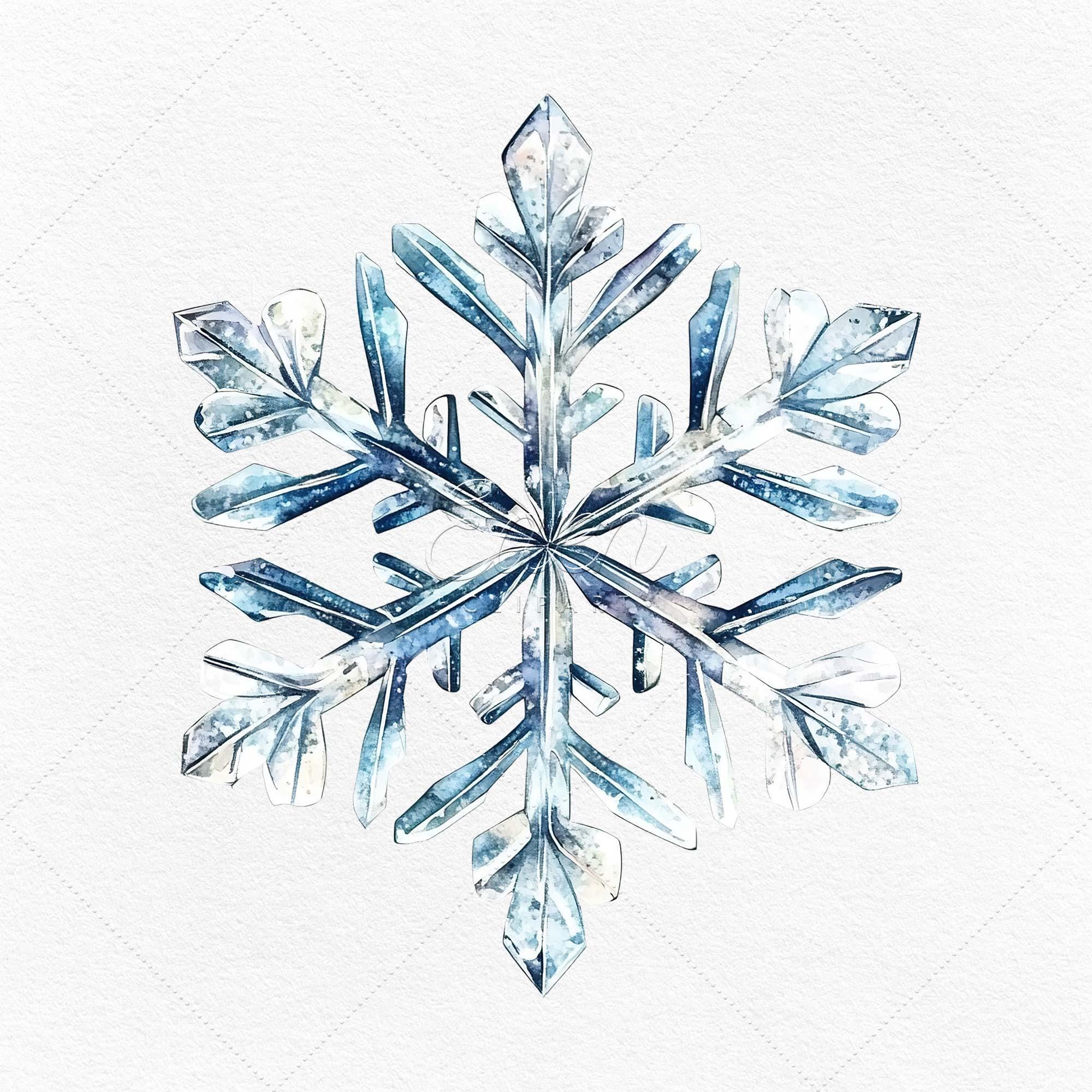 10 Watercolor Snowflake Clipart Bundle • Snowflake Art PNG/JPG • Winter ...