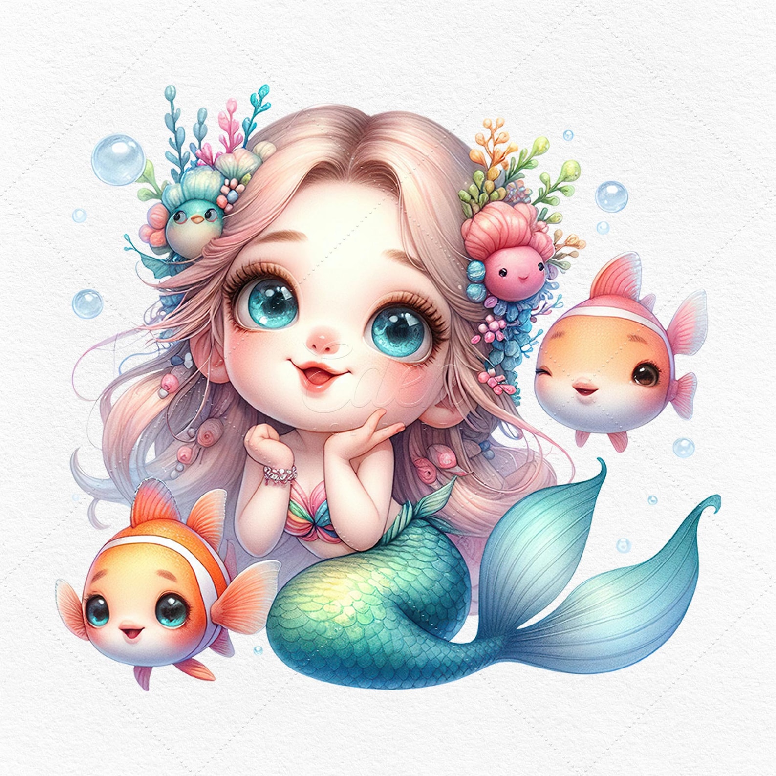 6 PNG Clipart Images • Cute Mermaids Posing With Friends • Clip Art and ...