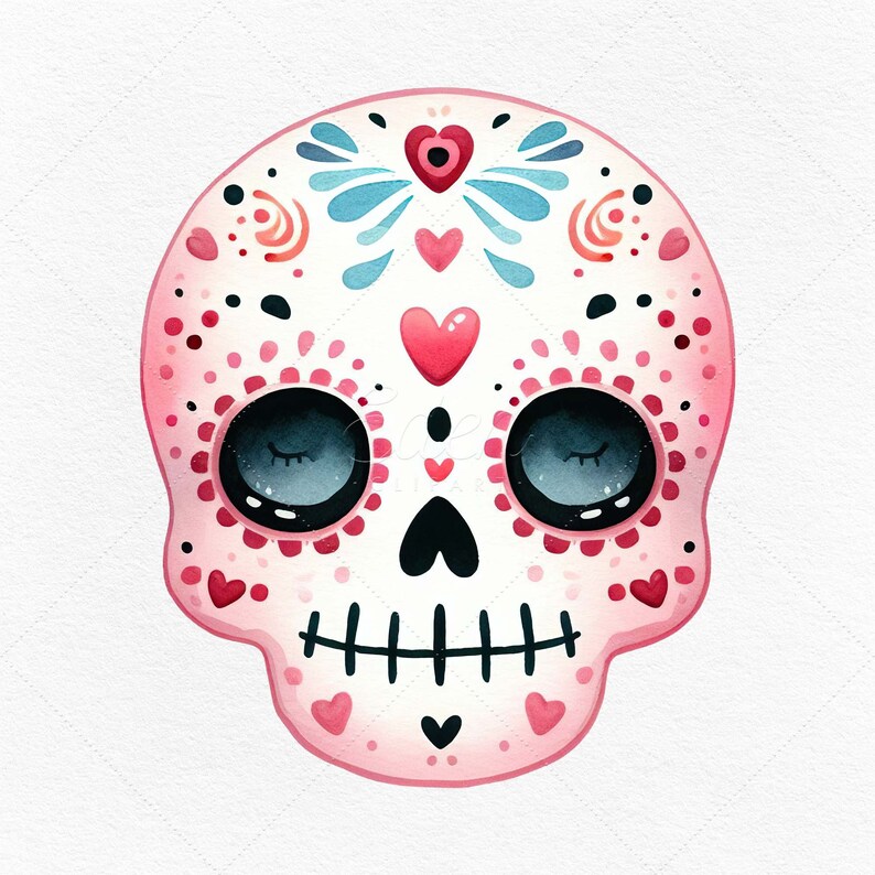 8 Cute Sugar Skulls Clip Art Instant Download Clipart Images Files Day ...