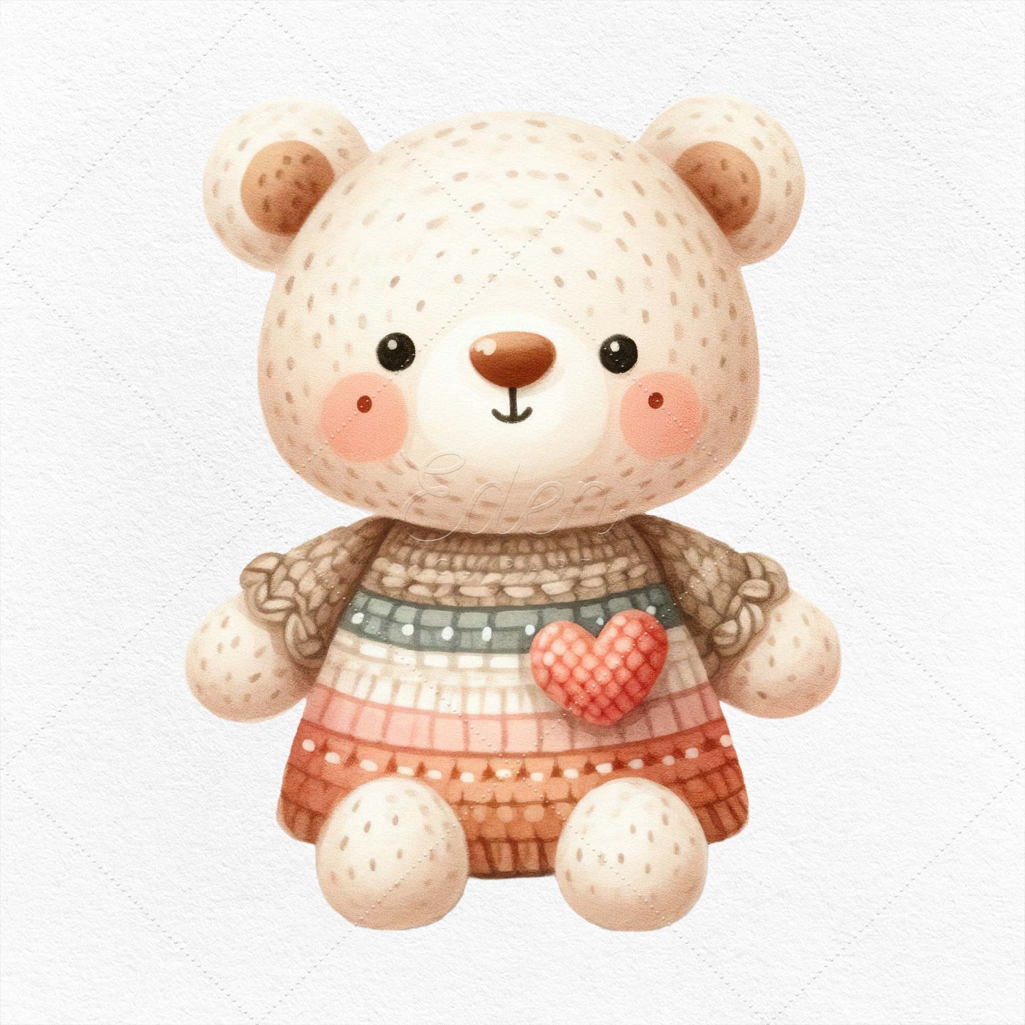 10 Cute Teddy Bear Graphics • Watercolor Baby Shower Art • Instant PNG ...