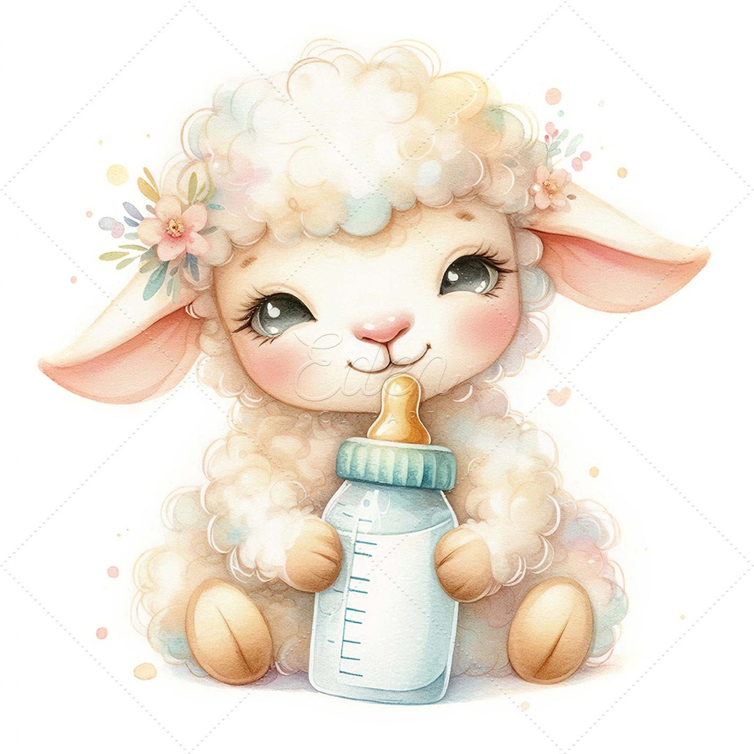 10 Super Sweet Farm Animals With Bottle • JPG Images White Background ...