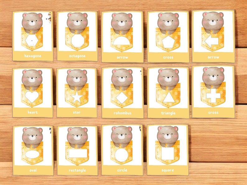 Bear Shape Matching Flashcards for Kids, Preschool Worksheets, Toddler ...