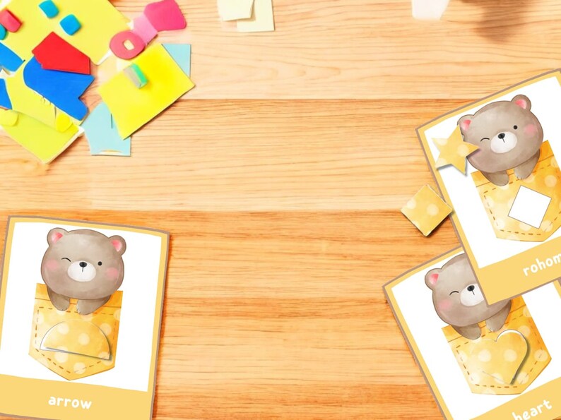 Bear Shape Matching Flashcards for Kids, Preschool Worksheets, Toddler ...