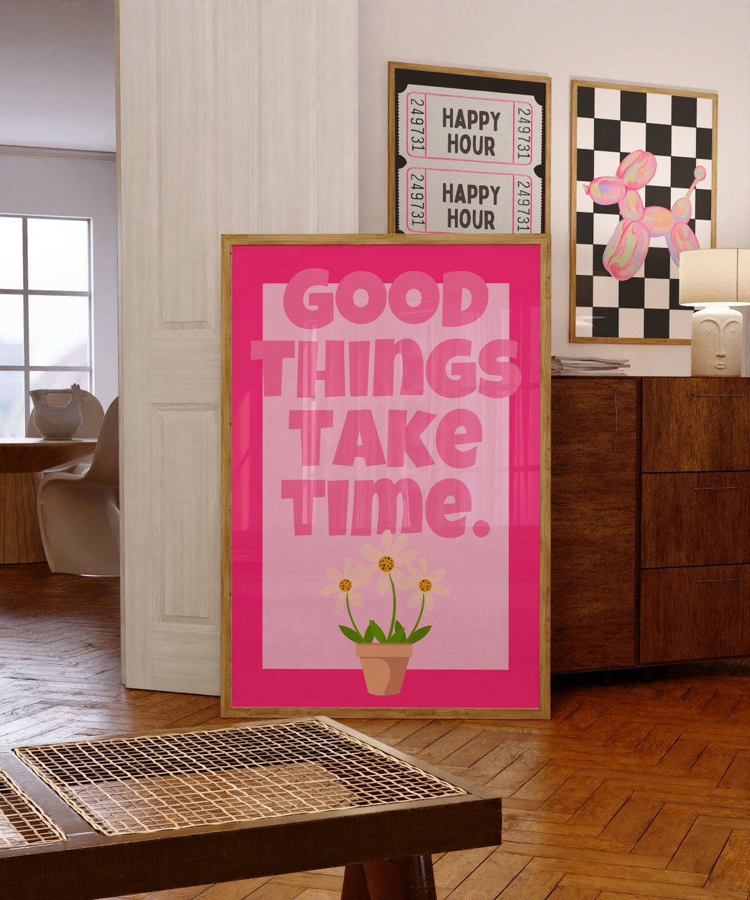 Good Things Take Time Preppy Aesthetic Wall Art, Lucky Girl Print ...