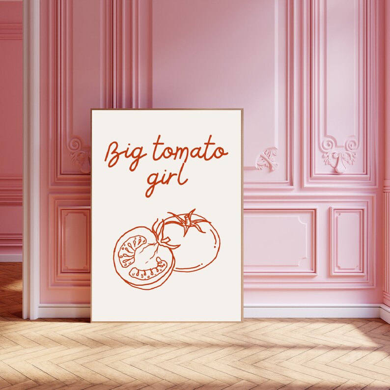 Big Tomato Girl Aesthetic Poster, Tomato Girl Summer Wall Print ...