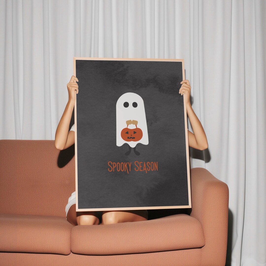 Cute Spooky Season Ghost Painting Halloween Wall Art, Spooky Abstract ...