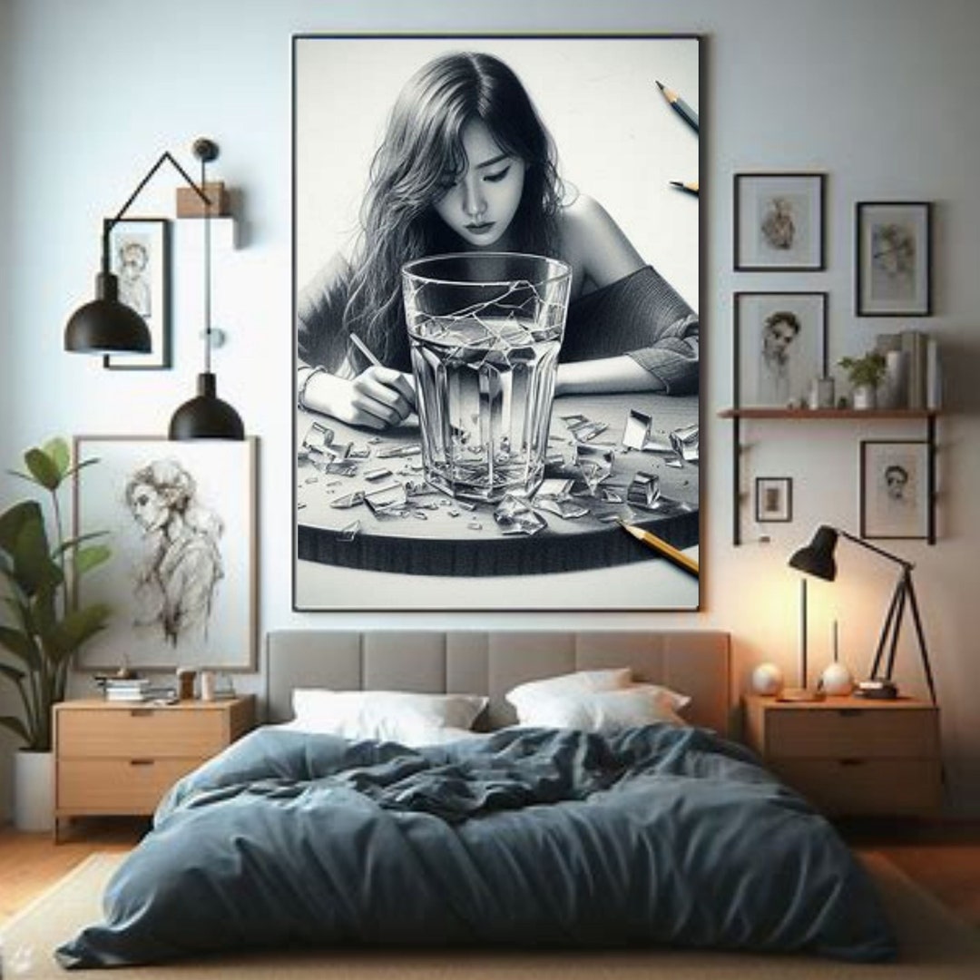 Pencil Drawing Wall Art, Pencil Drawing Print, Pencil Drawing Art, Home ...