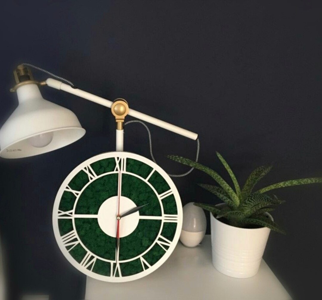 Moss Clock, Green Stabilized Moss Clock, Wall Clock, Scandinavian Moss ...