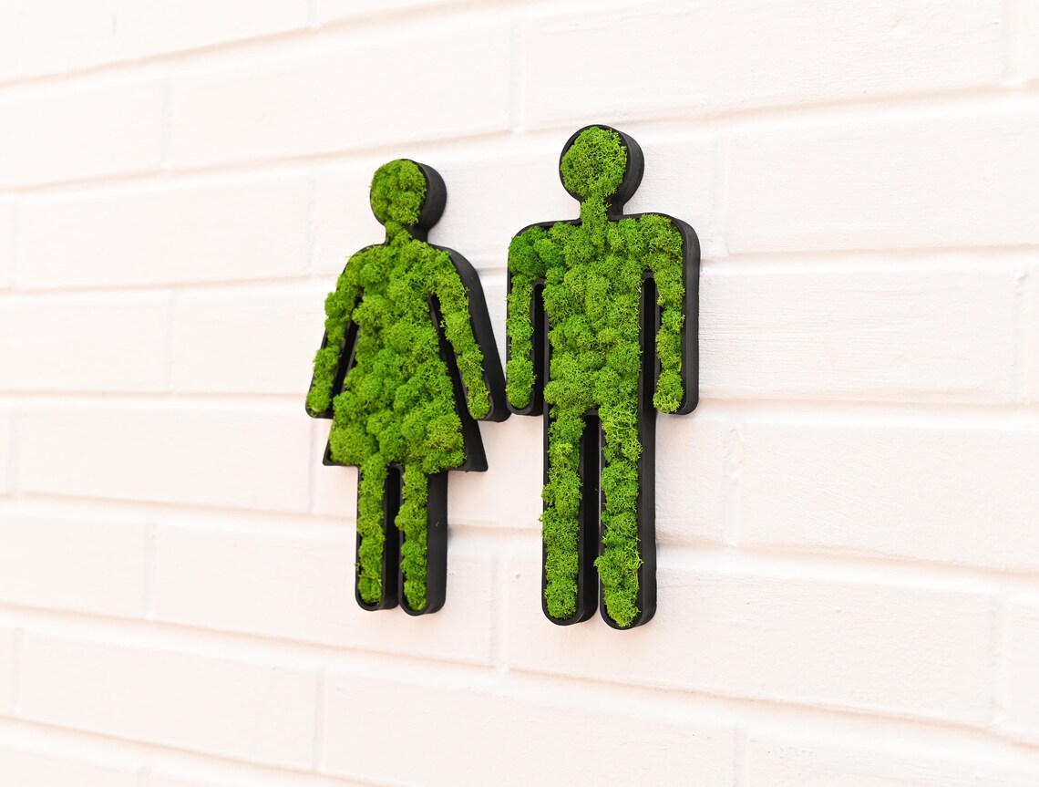 Moss Toilet Sign, Resin Toilet Sign, Resin and Moss Decorations, Moss ...