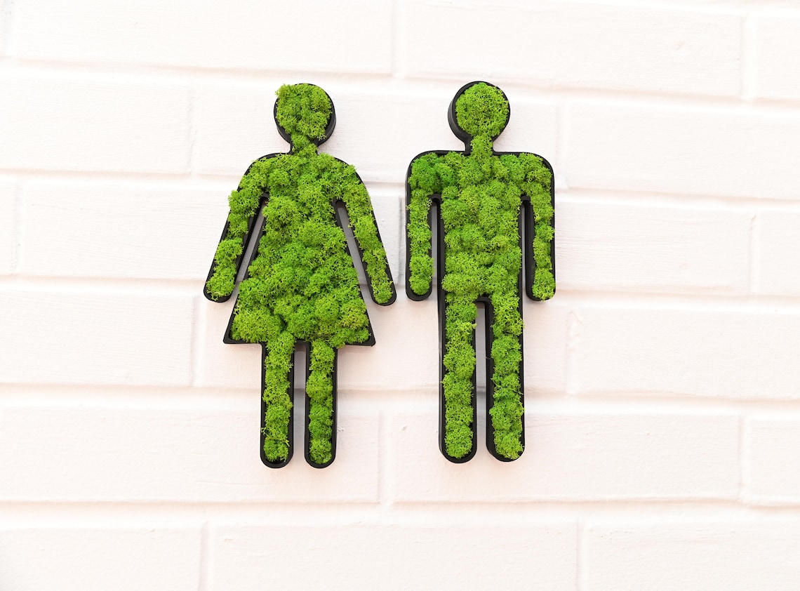 Moss Toilet Sign, Resin Toilet Sign, Resin and Moss Decorations, Moss ...