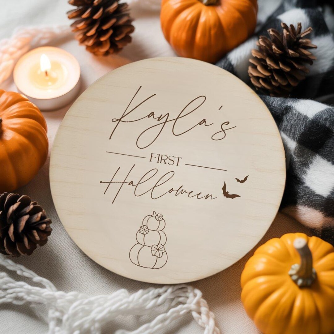 Personalized Baby's First Halloween Milestone Disc: Engraved Wooden ...