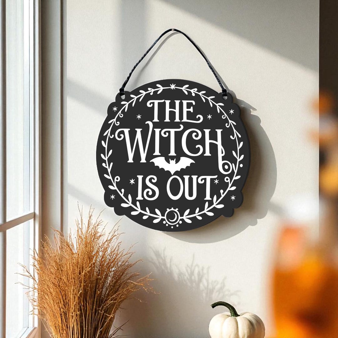 Home Witch Door Sign, Halloween Front Porch Hanging Sign, Fall ...