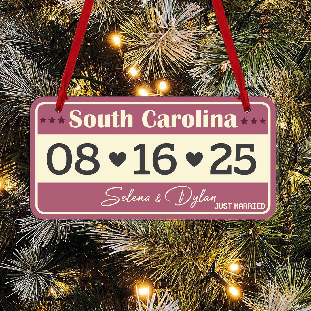 Just Married License Plate Ornament, Personalized Wedding Keepsake ...