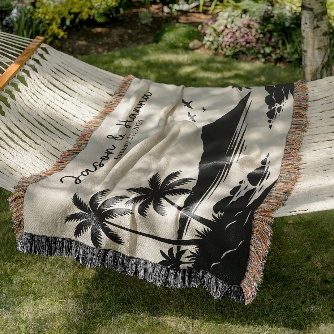 Hawaii Blanket With Names, Personalized Tropical Beach Throw for ...