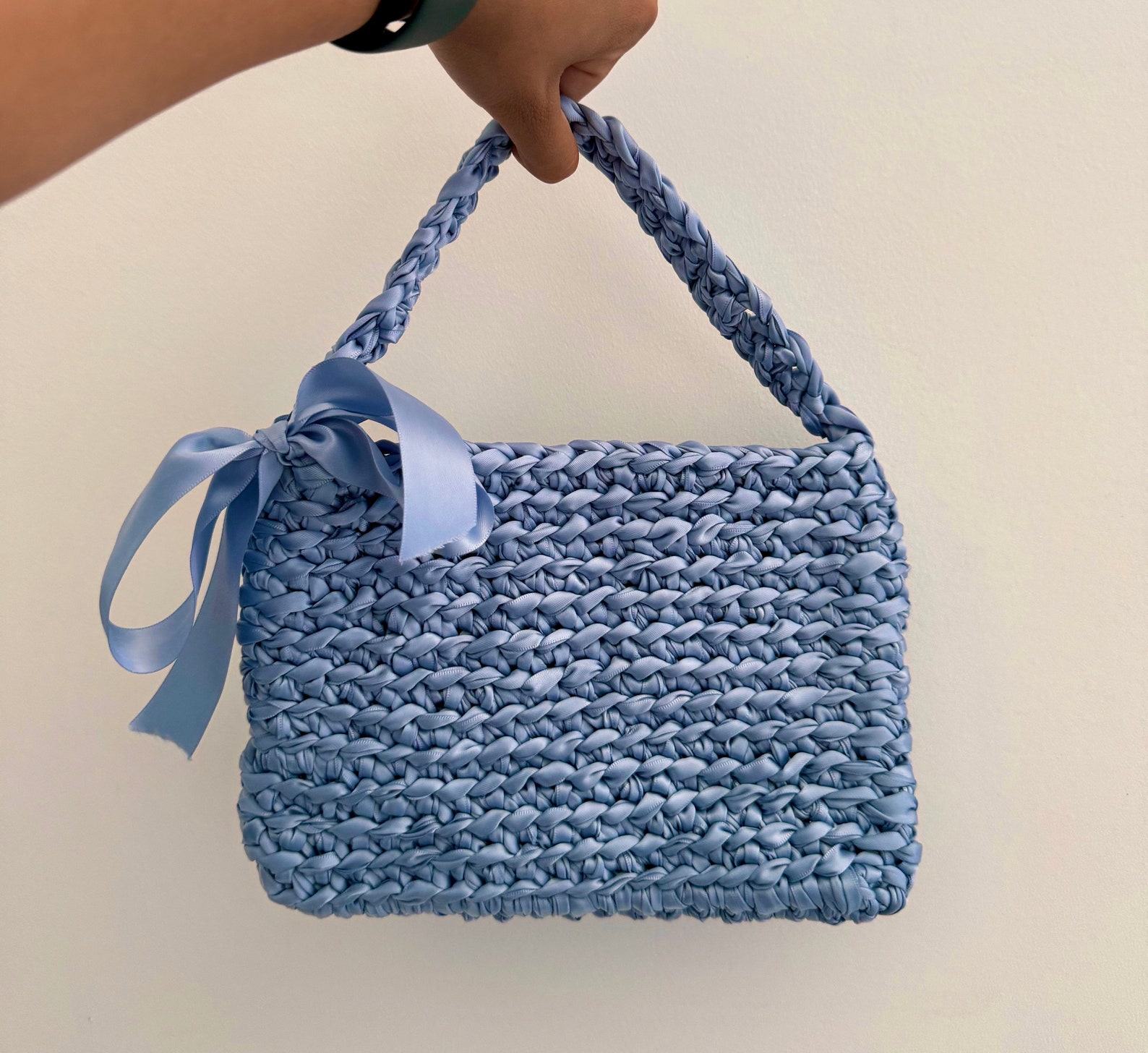 Ks Satin Ribbon Crochet Purse Handmade Accessory Clutch Purse Shoulder ...