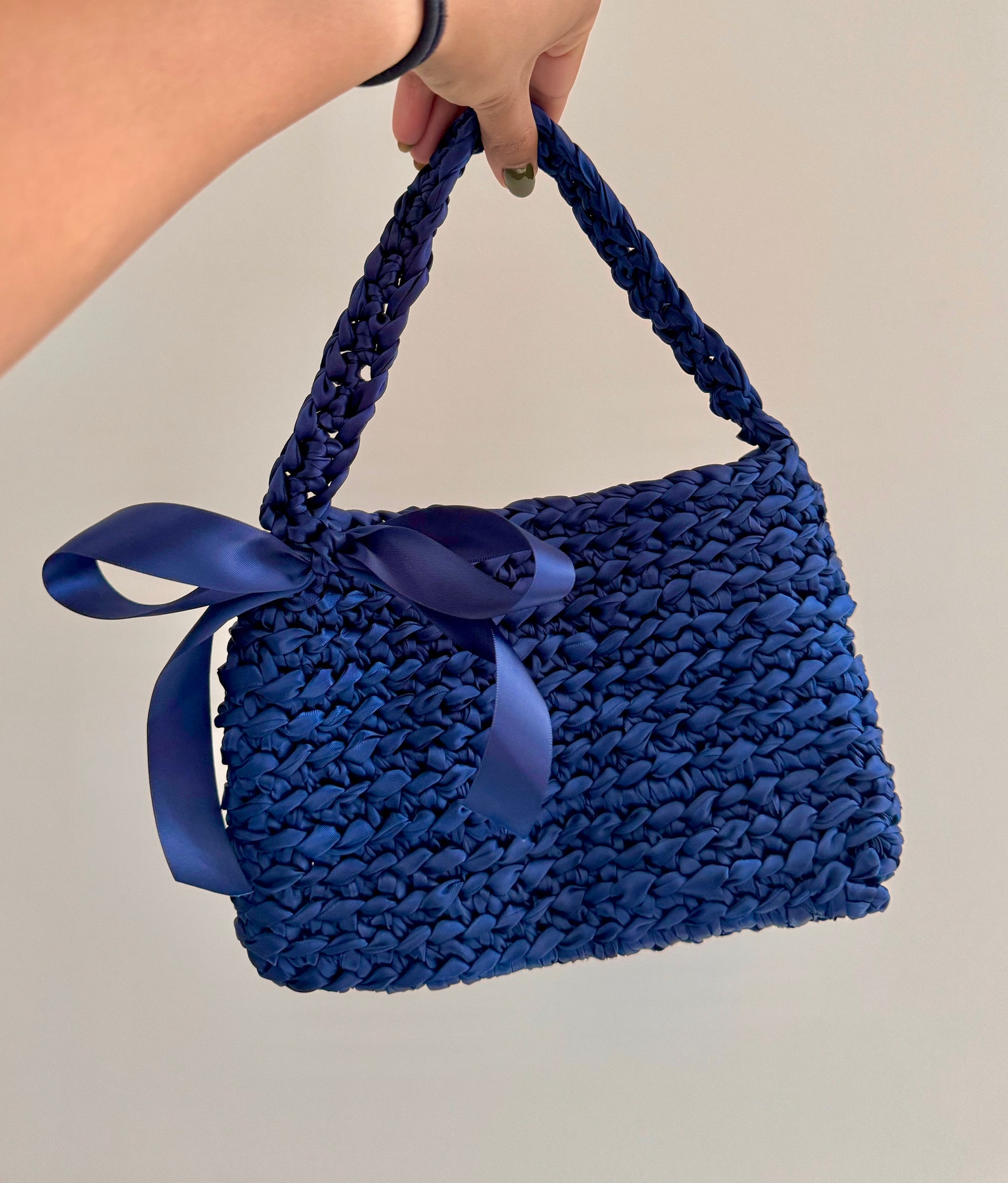 Ks Satin Ribbon Crochet Purse Handmade Accessory Clutch Purse Shoulder ...