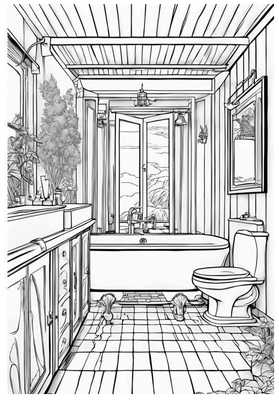 Coloring Pages Bathroom - Etsy
