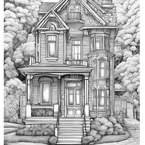 Coloring Pages - Houses #3 - Etsy