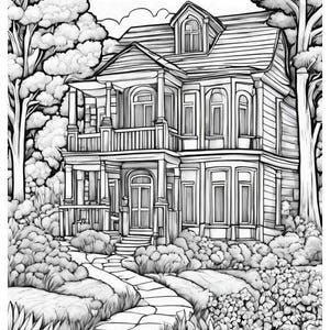 Coloring Pages - Houses #3 - Etsy