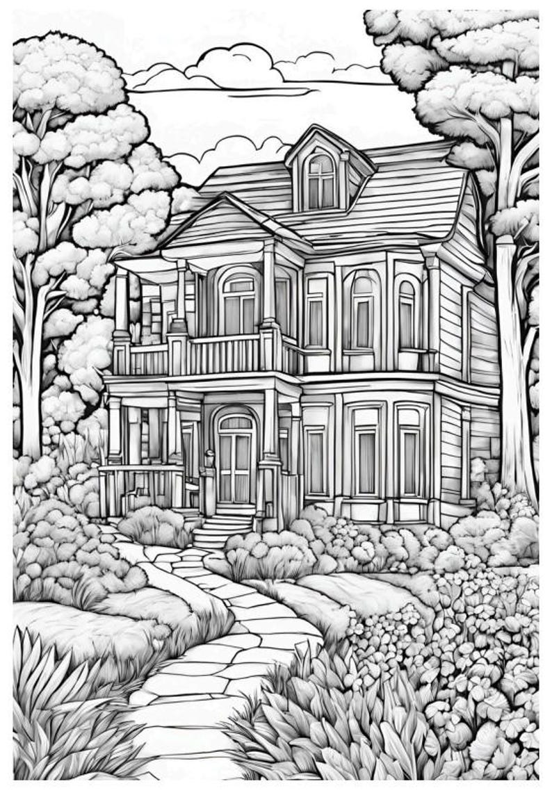 Coloring Pages - Houses #3 - Etsy