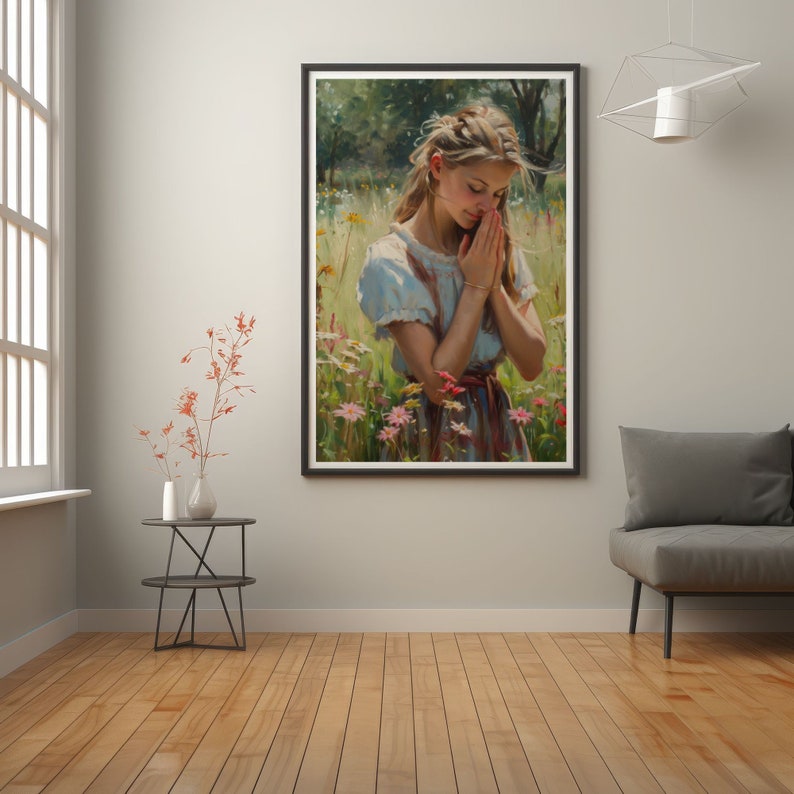A Prayerful Woman in Nature Digital Download Woman in Prayer Painting ...