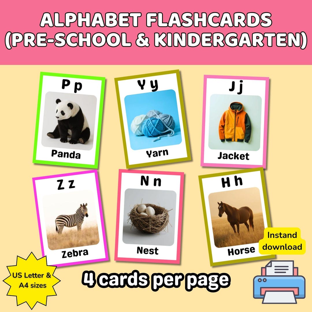 Alphabet Flashcards A–Z | Uppercase Lowercase Letters | Real Image ABC ...