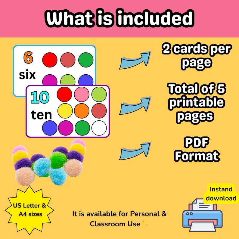 Pom-pom Counting & Color Matching Cards 1–10 | Math Activity | Number ...