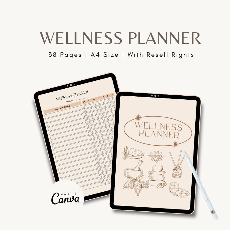 Wellness Planner Digital Template, Printable Wellness Planner, Wellness ...