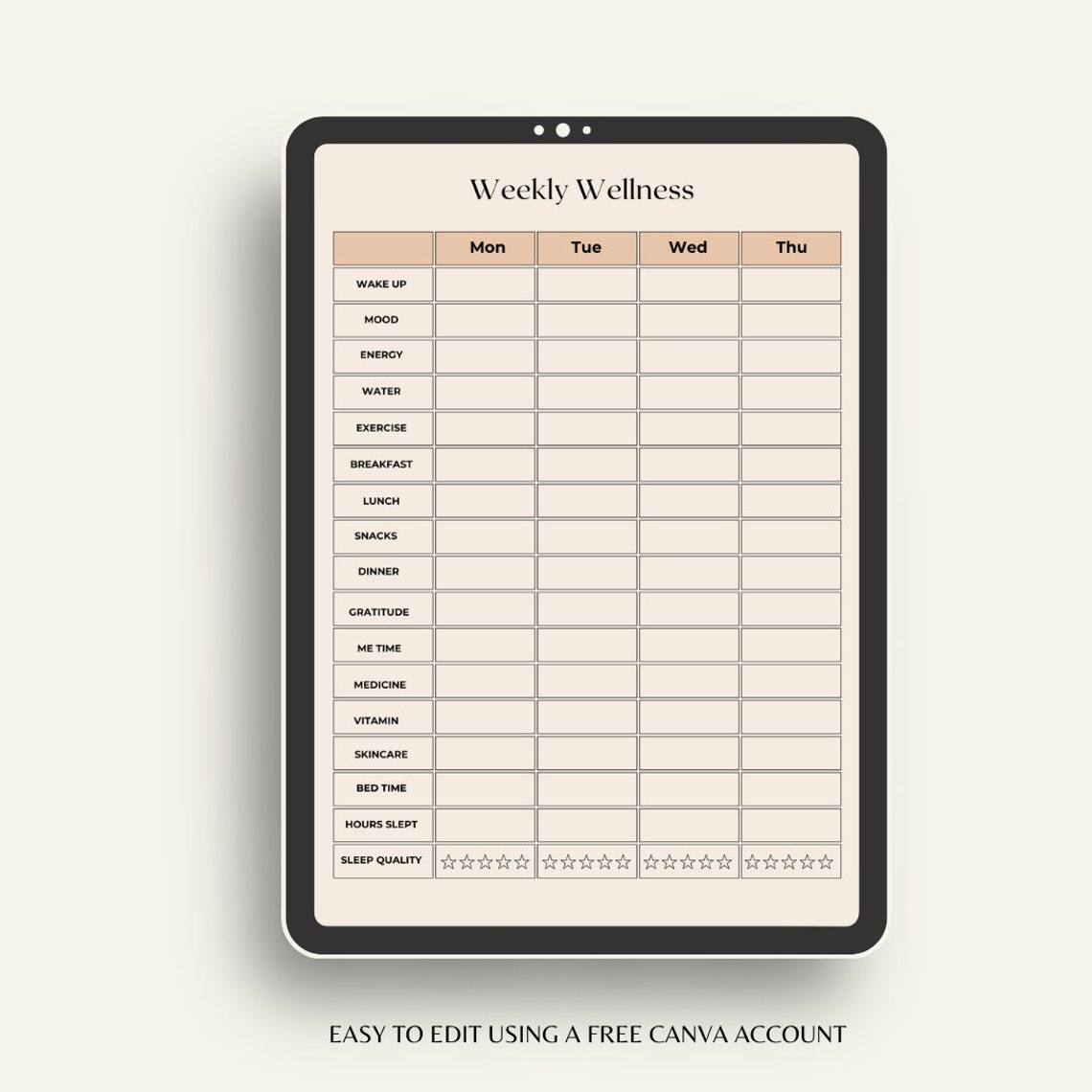 Wellness Planner Digital Template, Printable Wellness Planner, Wellness ...