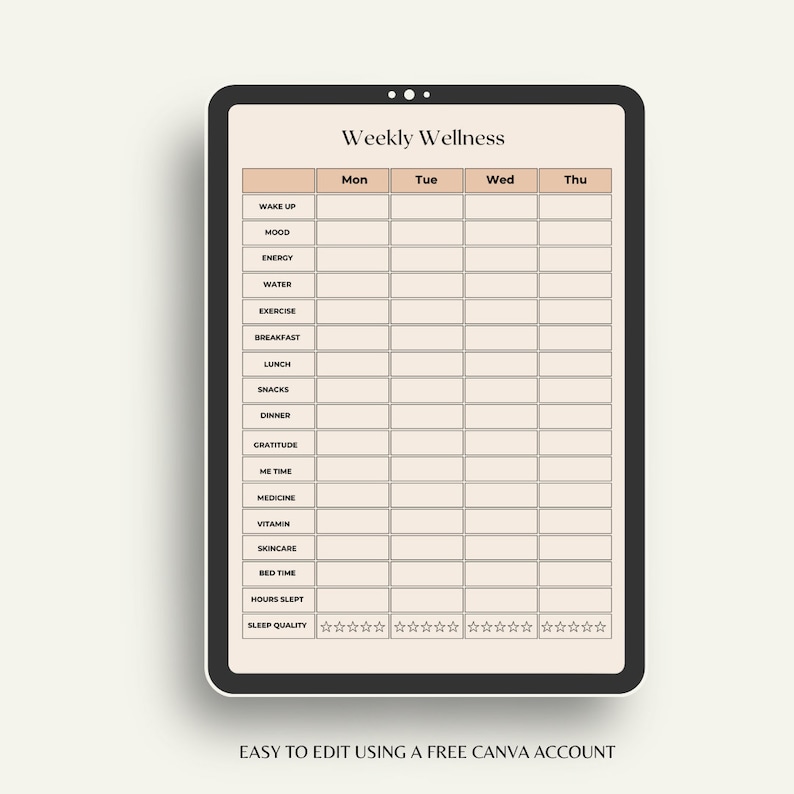 Wellness Planner Digital Template, Printable Wellness Planner, Wellness ...