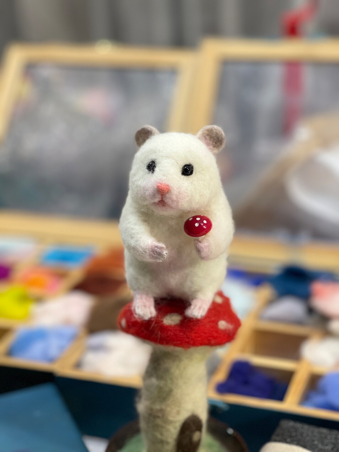 Needle Felted White Hamster Christmas Ornament | Dollhouse Miniature ...