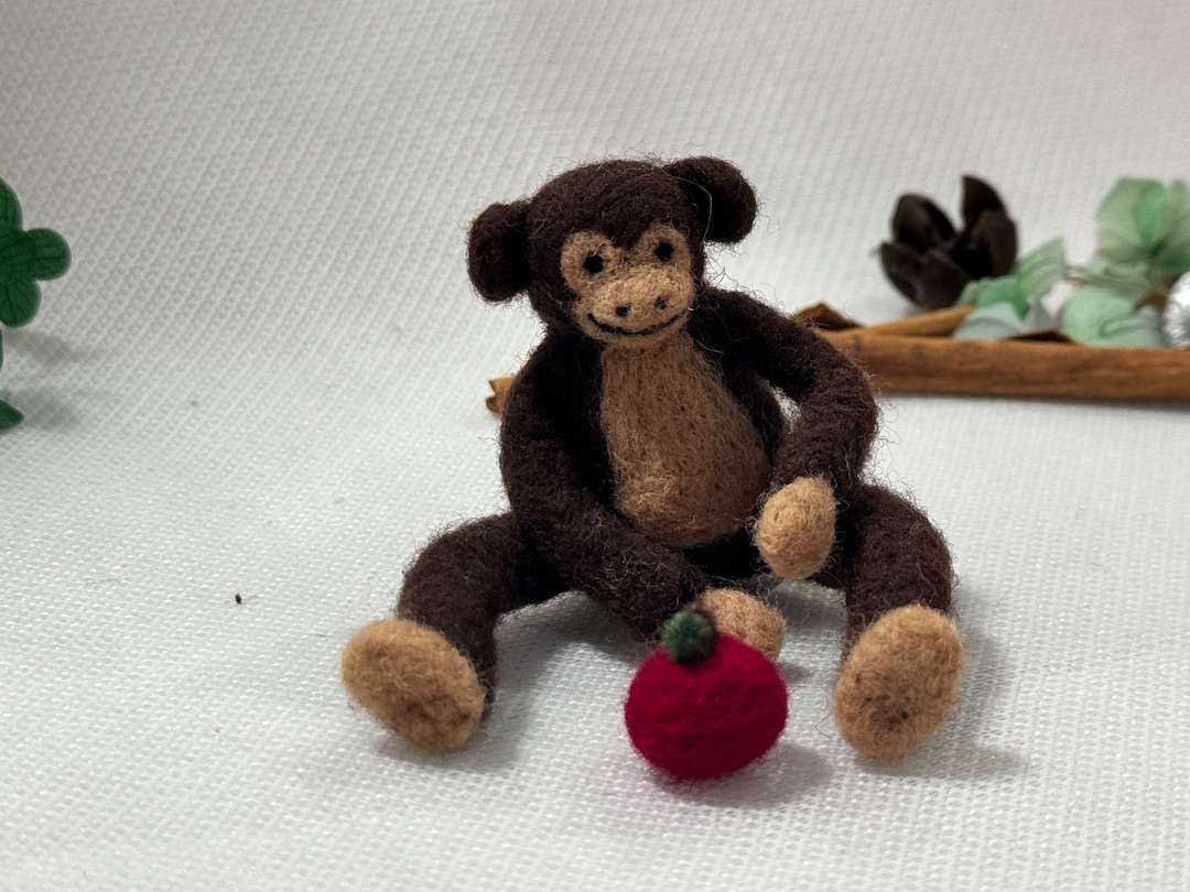 Monkey Ornament | Wool Monkey | Nursery Decor | Needle Felted Animal ...