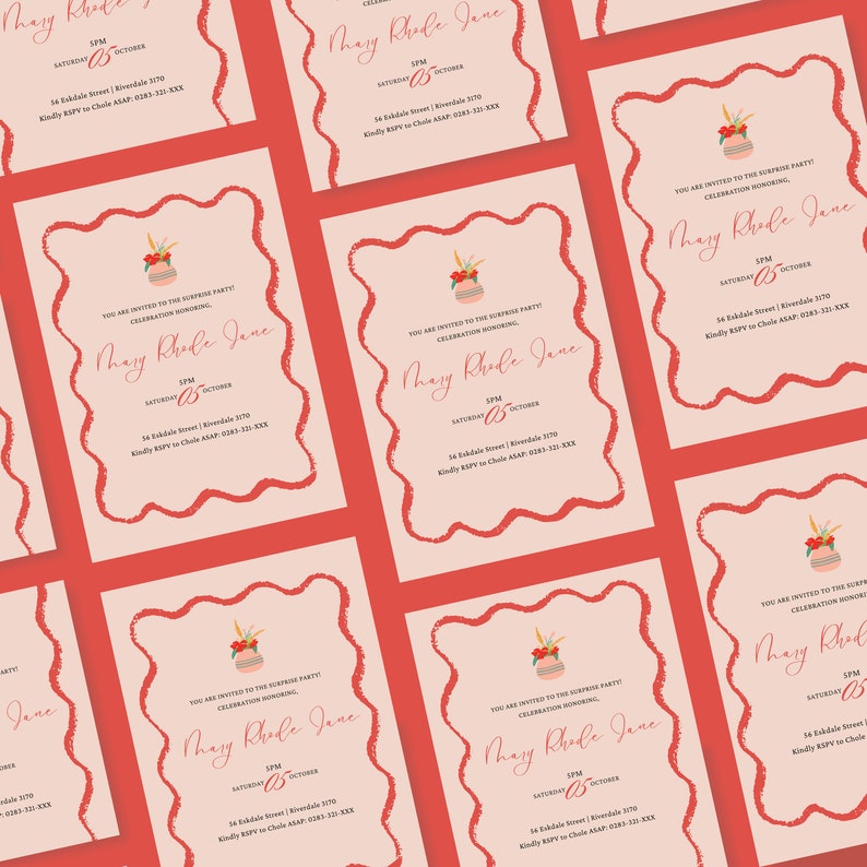 Party Invitation Editable Template, Printable Birthday Party Invites ...