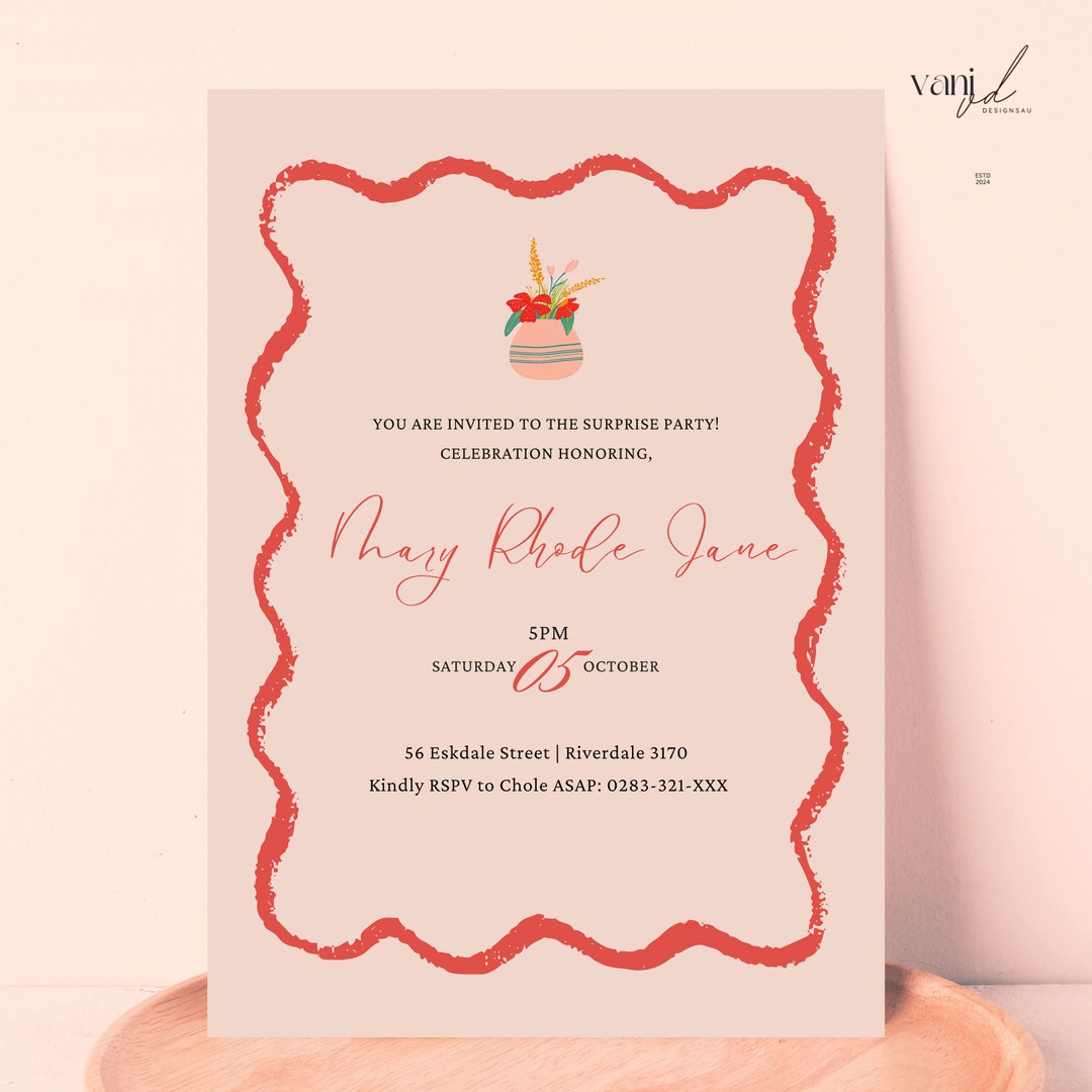 Party Invitation Editable Template, Printable Birthday Party Invites ...