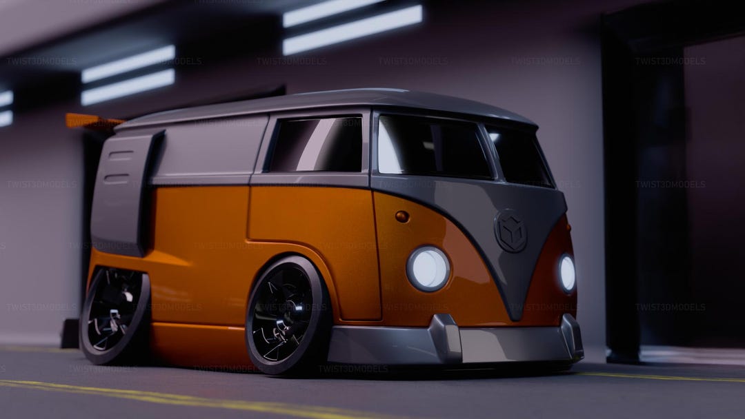 VW Kombi Bus Tooned Model Car Kit 3D Printed - Etsy