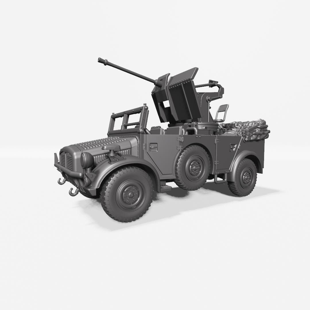 WW2 Horch 108 With 20mm Flak 30 3D Printed Model Kit Scales 1/35 1/24 1 ...