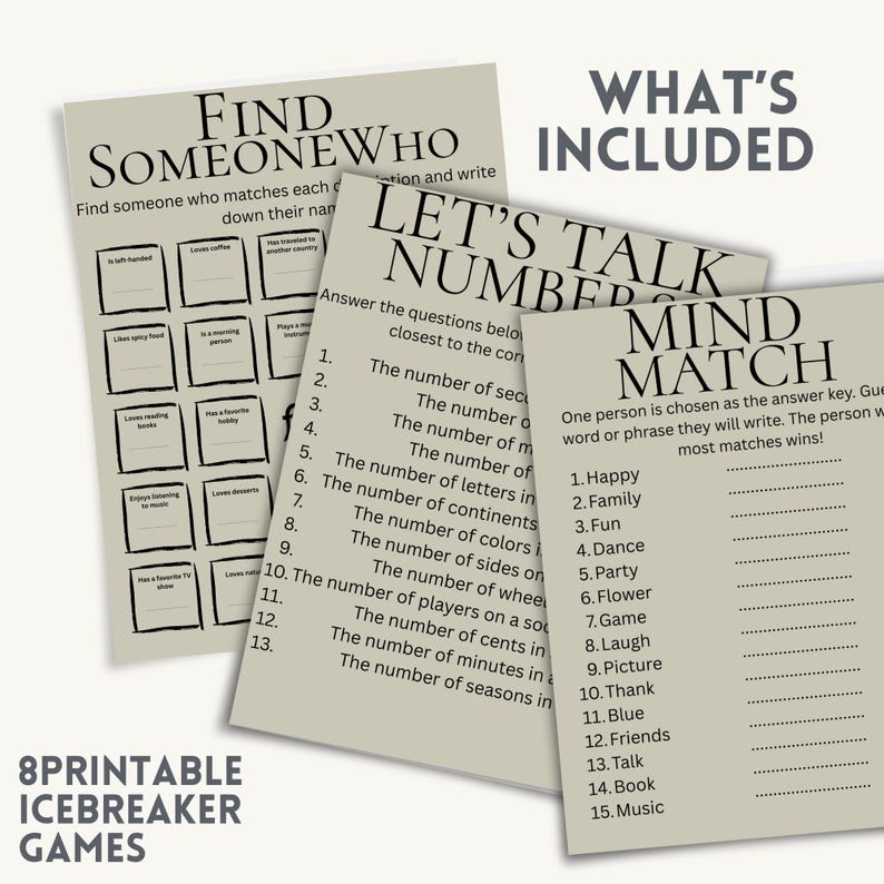 Icebreaker Games Printable | Conversation Starters | Get to Know You ...