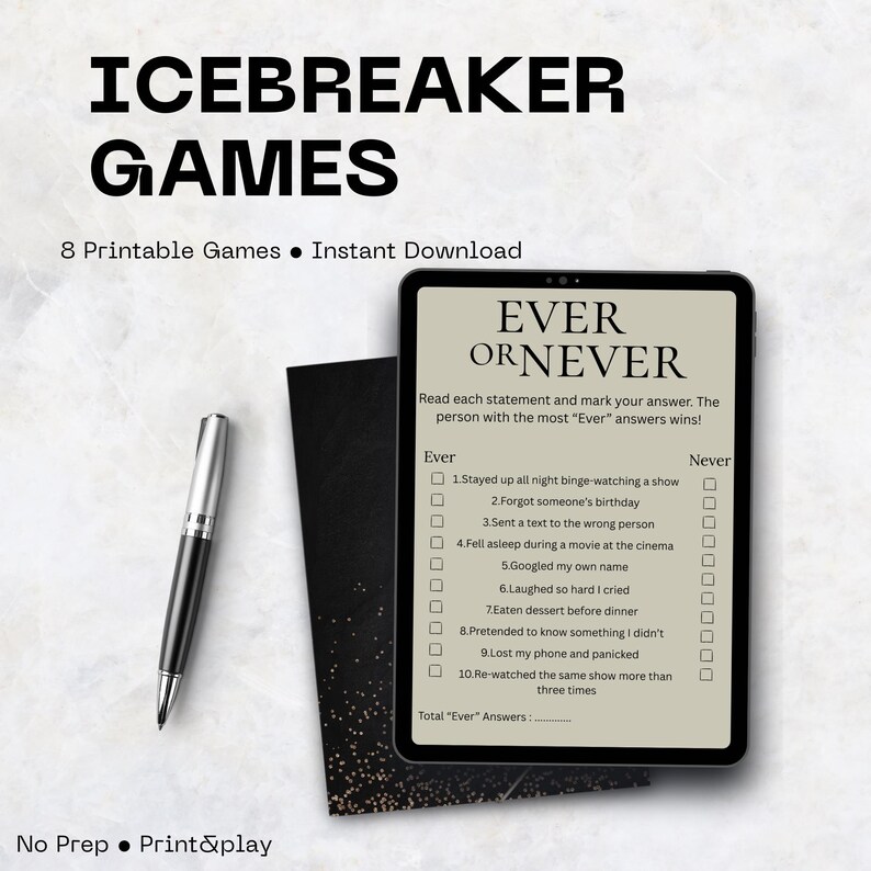 Icebreaker Games Printable | Conversation Starters | Get to Know You ...