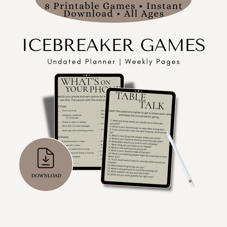 Icebreaker Games Printable | Conversation Starters | Get to Know You ...