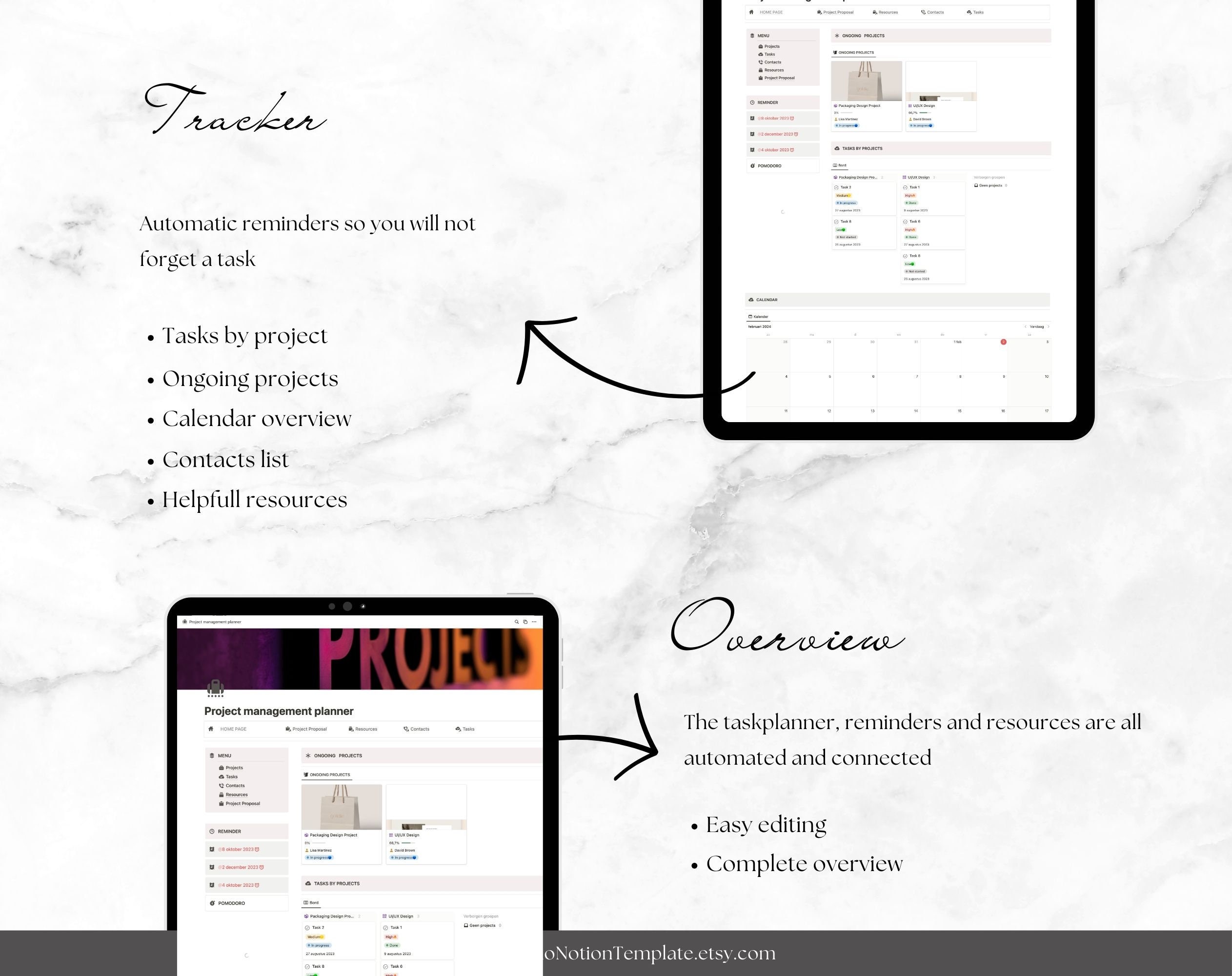 Project Management Notion Dashboard, Digital Notion Planner, Project ...