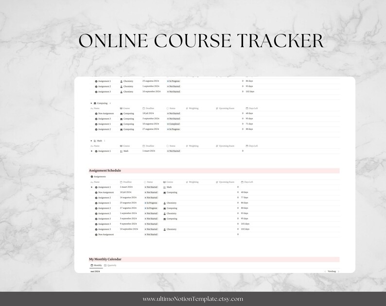 Notion Template Online Course Tracker, Notion Dashboard, Goal Tracker - Editable Template ...