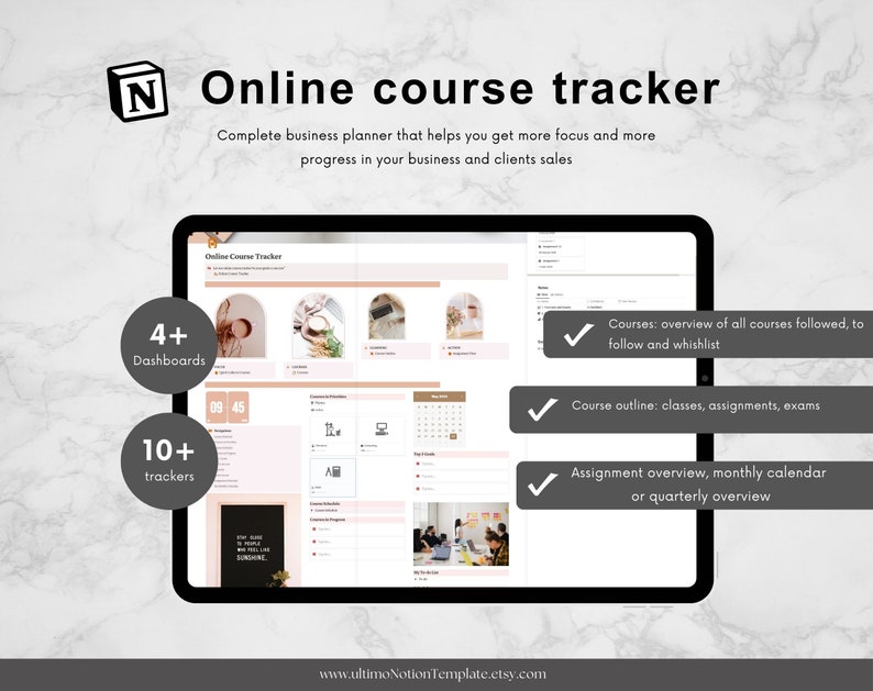 Notion Template Online Course Tracker, Notion Dashboard, Goal Tracker - Editable Template ...