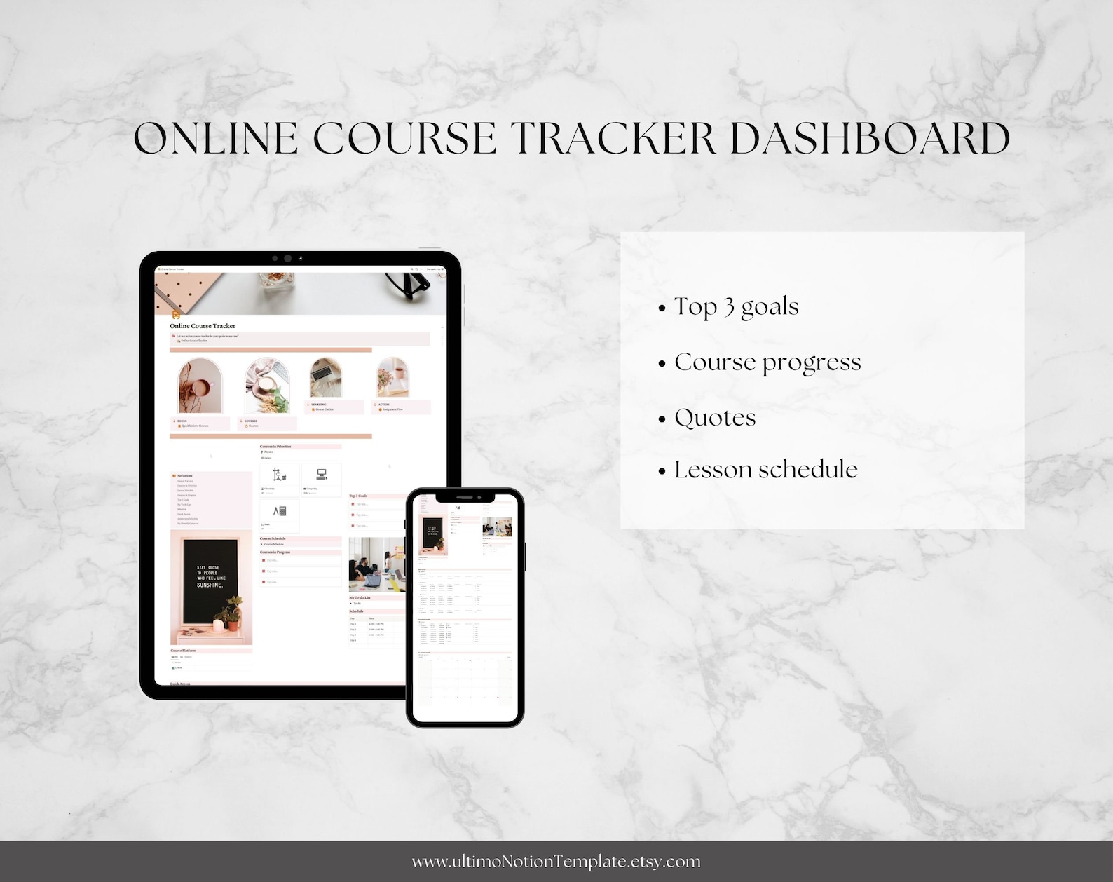 Notion Template Online Course Tracker, Notion Dashboard, Goal Tracker ...