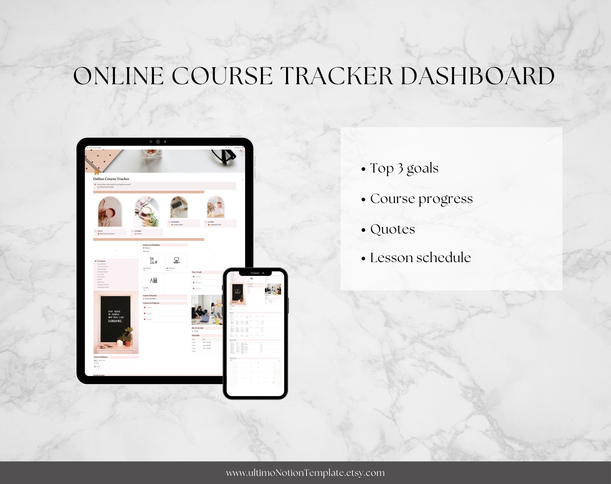 Notion Template Online Course Tracker, Notion Dashboard, Goal Tracker ...
