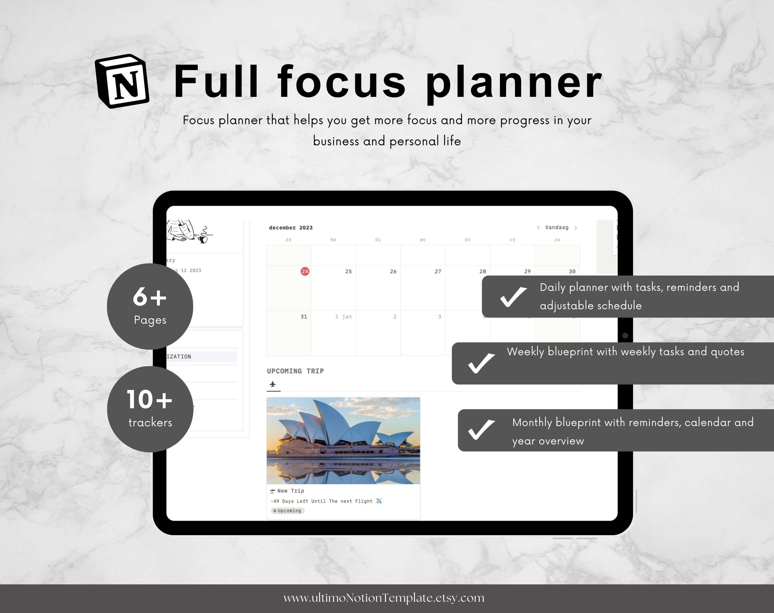 Notion ADHD Planner Template, Full Focus Digital Dashboard (digital ...