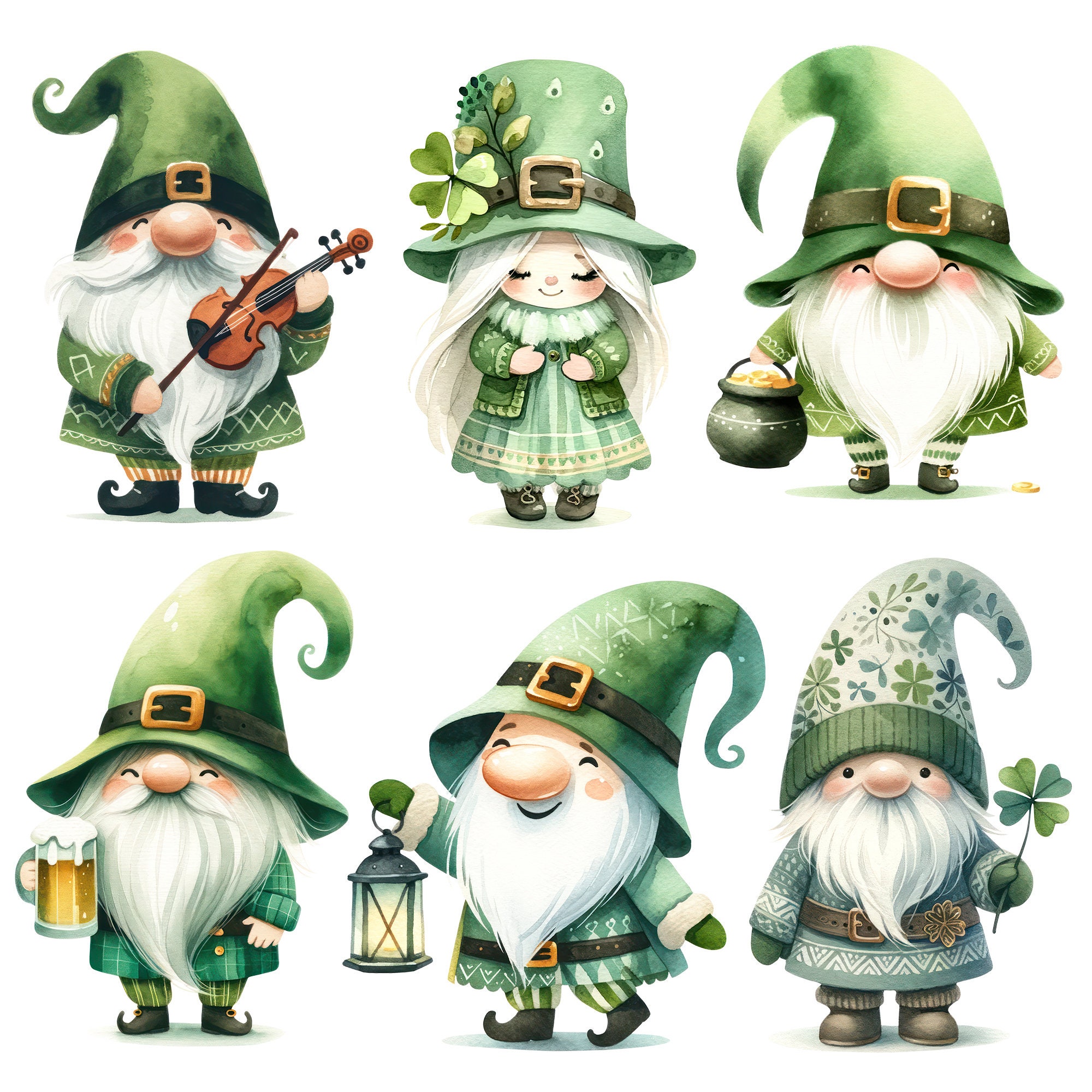 25 Watercolor St. Patrick’s Day Gnomes Clipart, Cute Gnomes PNG, Saint ...