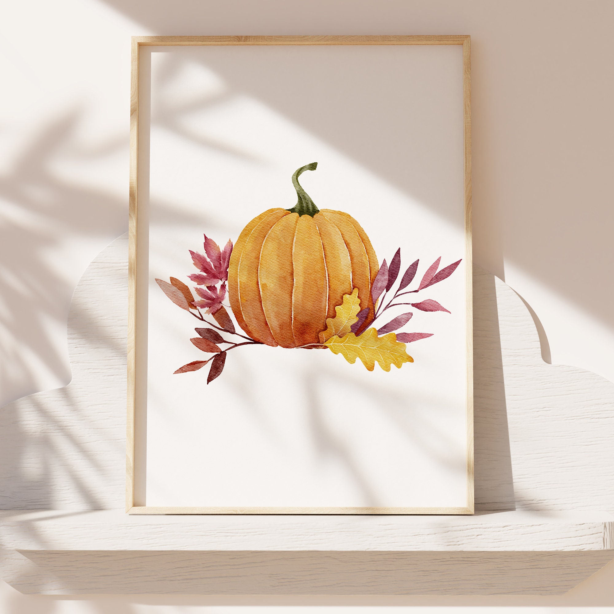 15 Watercolor Pumpkins With Autumn Leaves Clipart, Pumpkin PNG, Fall ...
