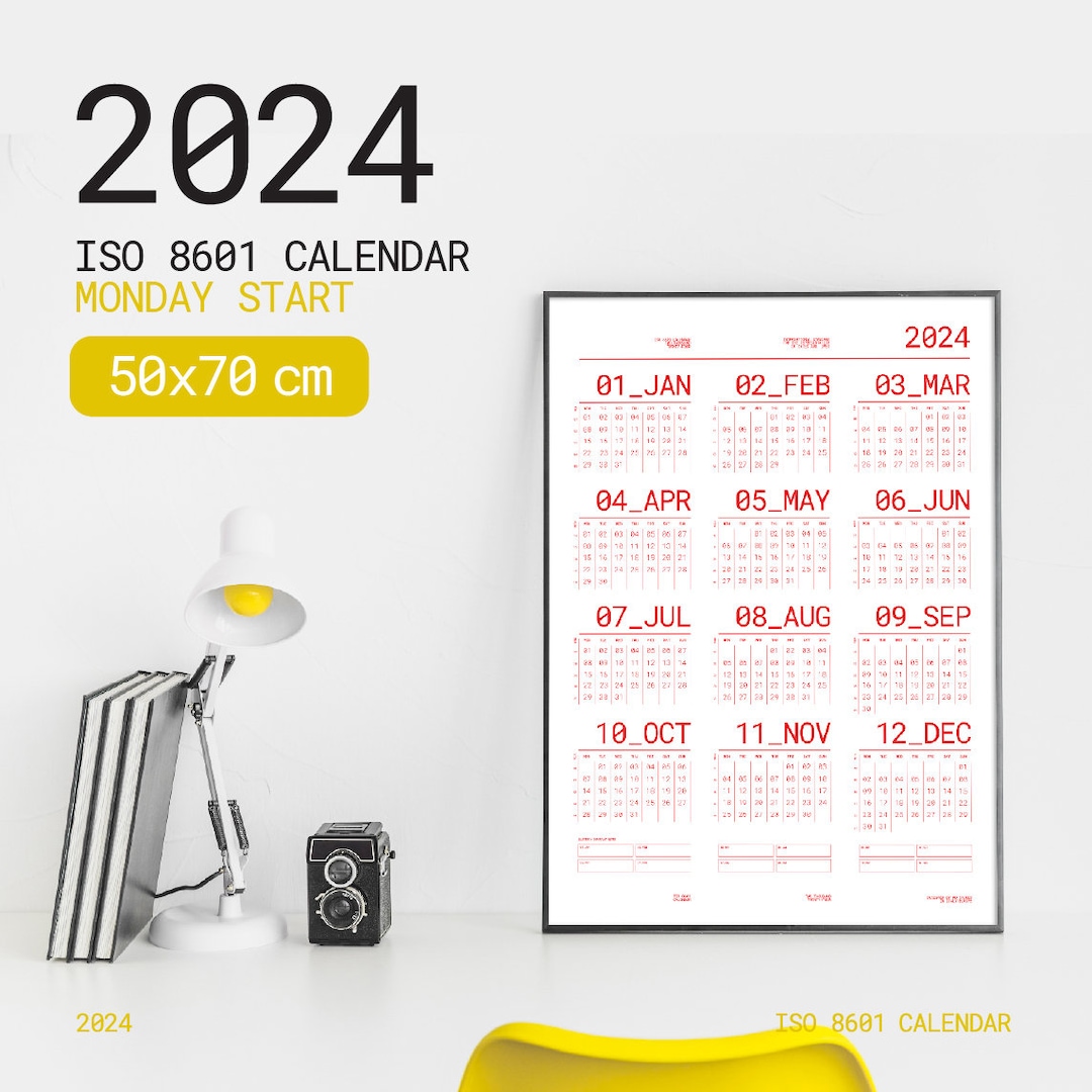 2024 Poster Calendar 50x70/ Minimal Design / ISO Standard - Etsy